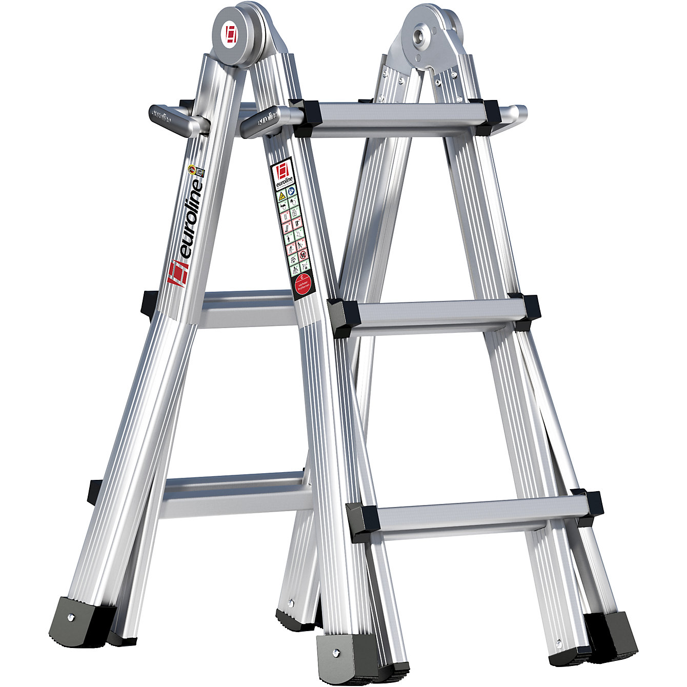 Alu-Vario folding ladder – euroline: with telescopic rails | kaiserkraft