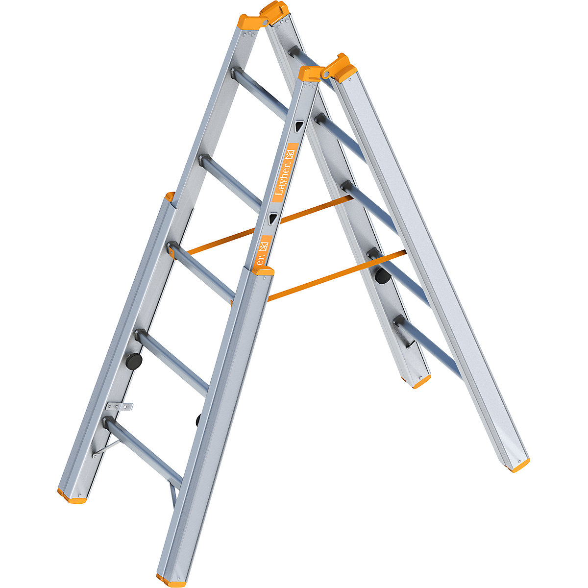 Double sided step ladder – Layher: with levelling mechanism, accessible ...
