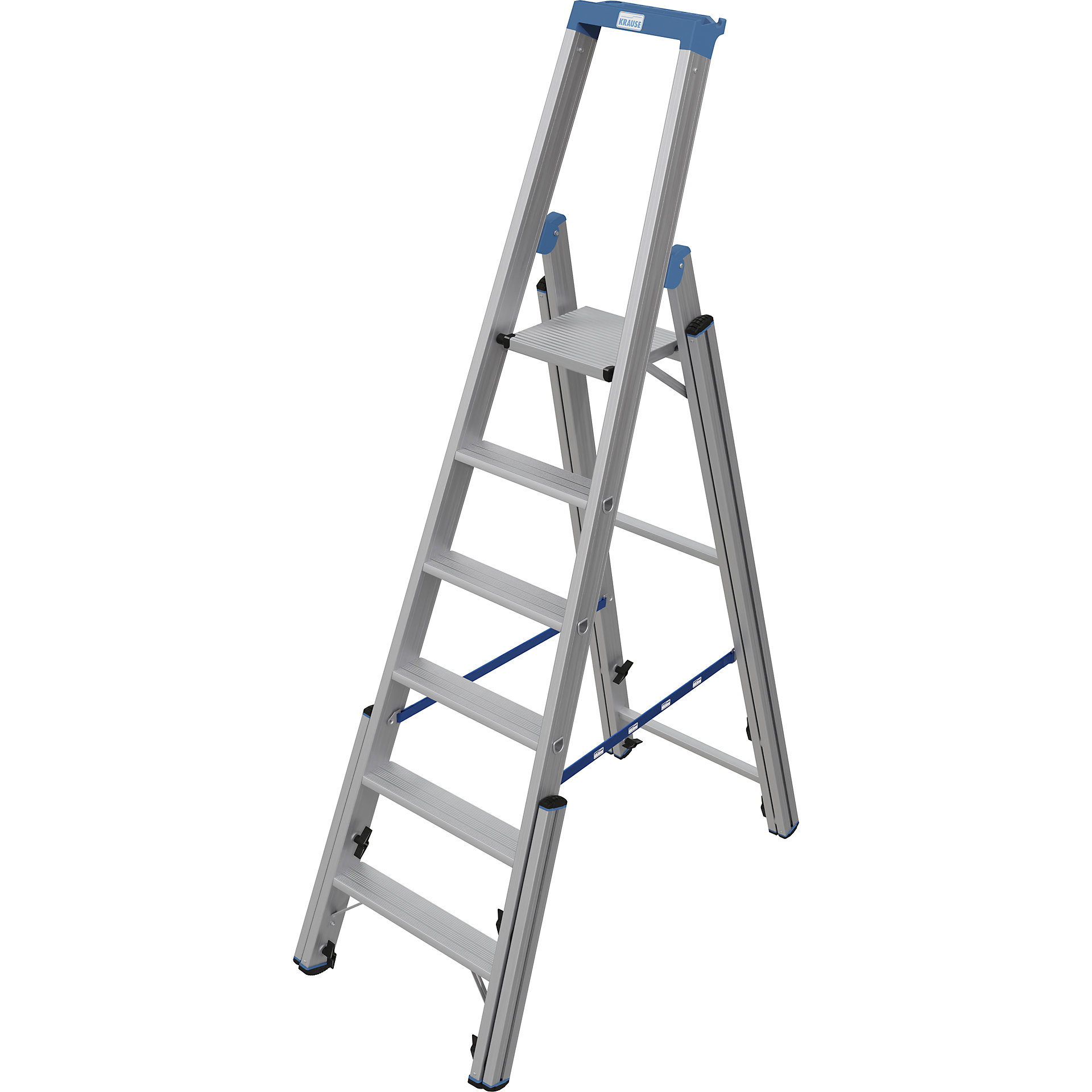 Step ladder – KRAUSE: with levelling mechanism, accessible on one side ...