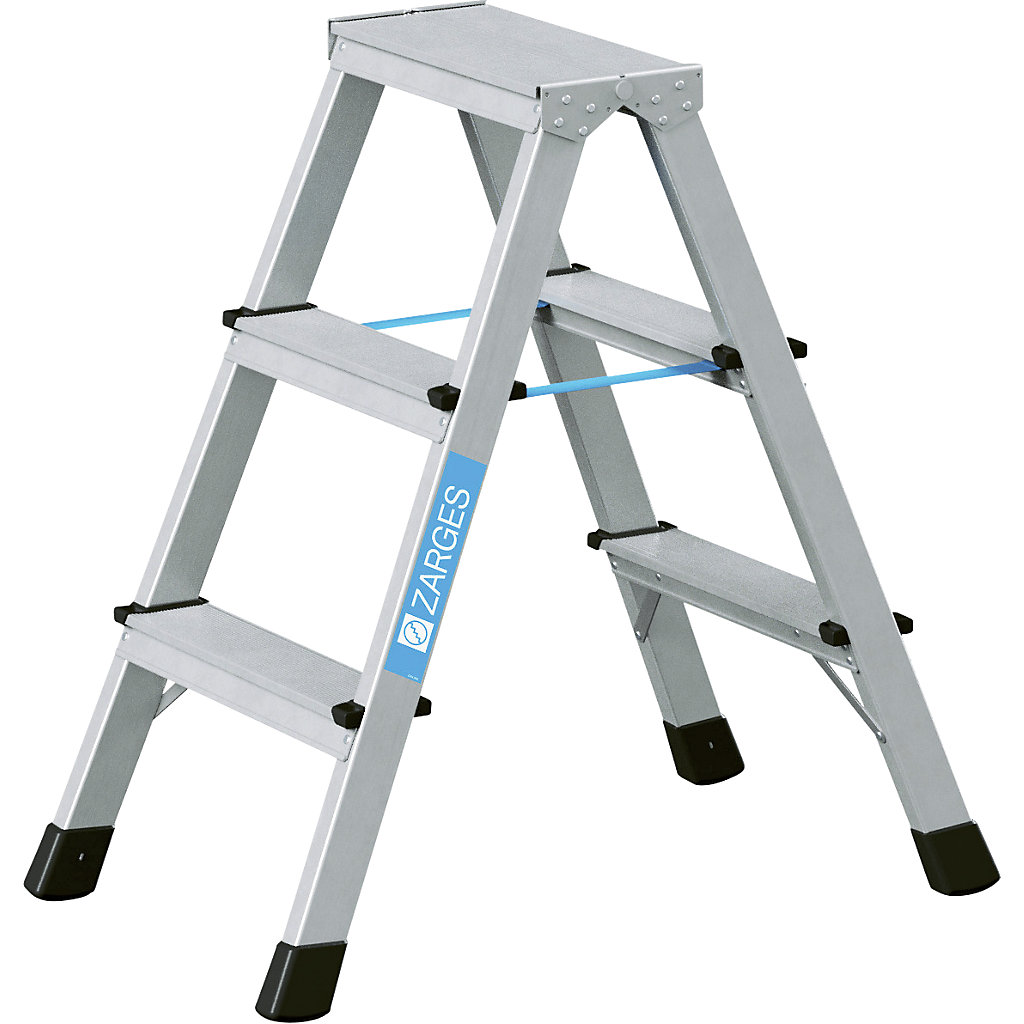 Professional step ladder, anodised – ZARGES: double sided | kaiserkraft