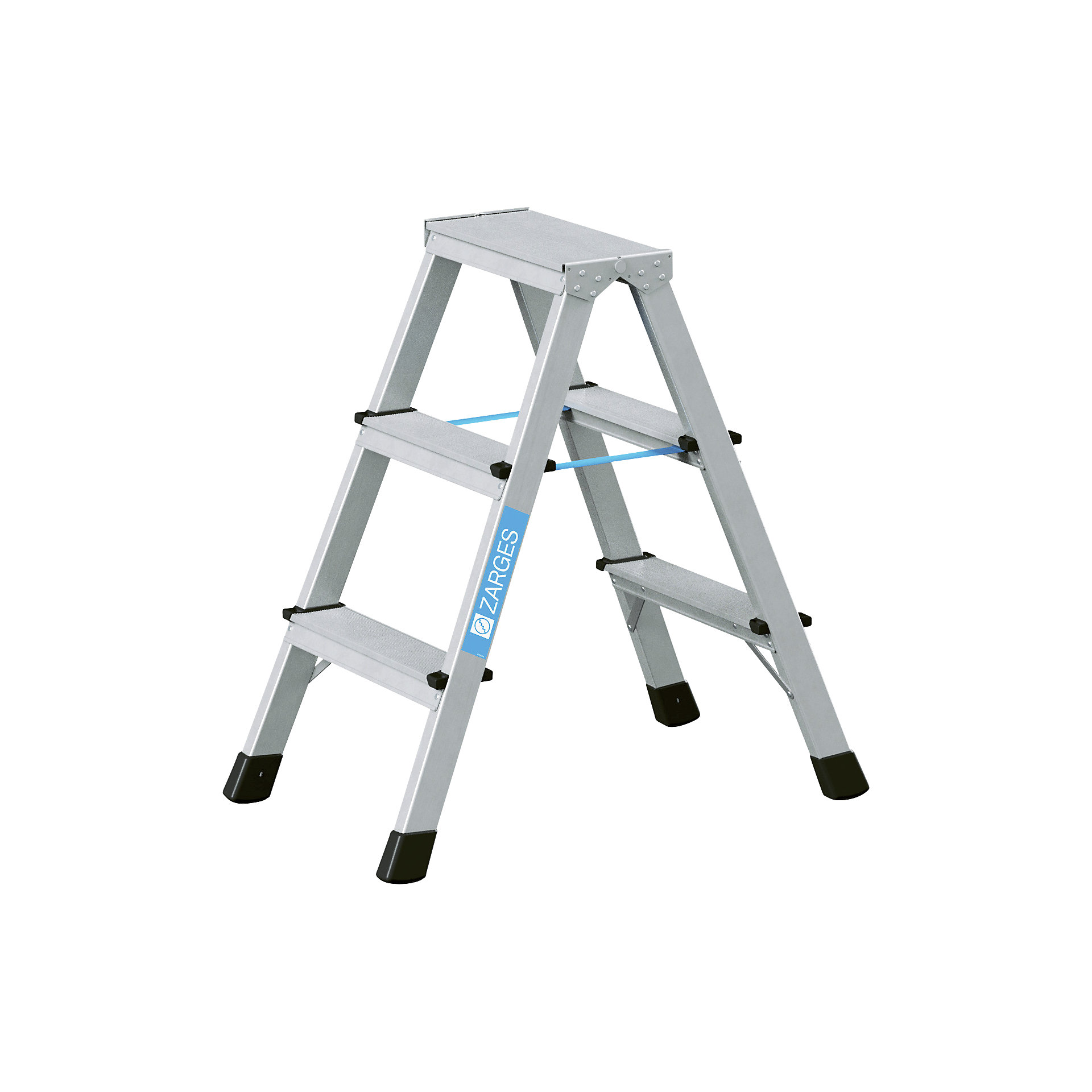 Professional step ladder, anodised – ZARGES: double sided | kaiserkraft