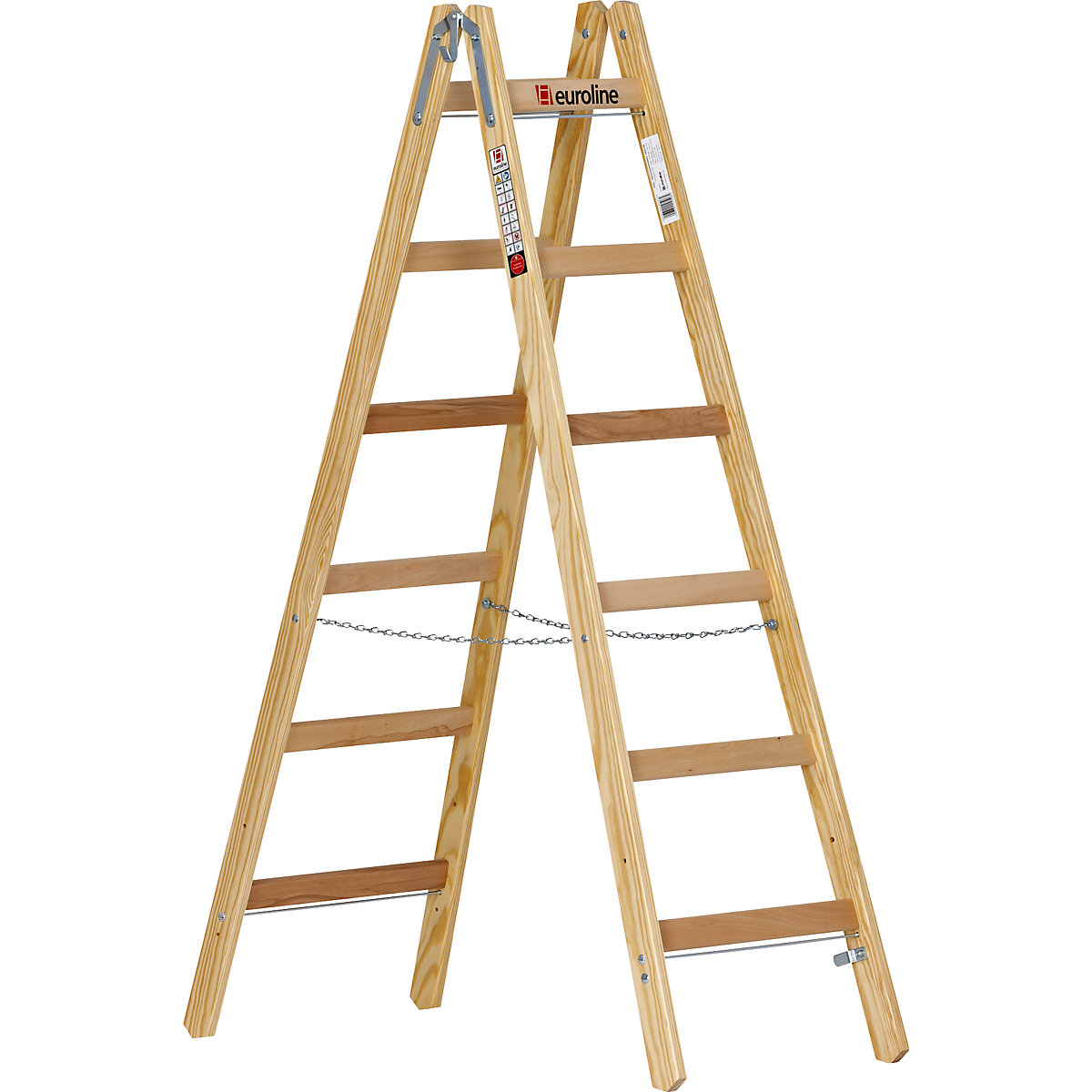 Wooden rung ladder – euroline: with bucket hook | kaiserkraft