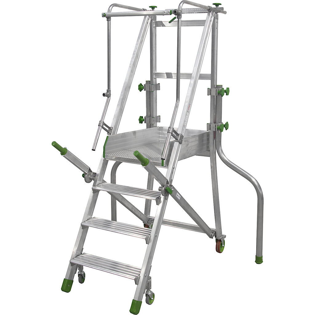 Mobile Alu-Podesttreppe: klappbar, mit gerieften Aluminiumstufen ...