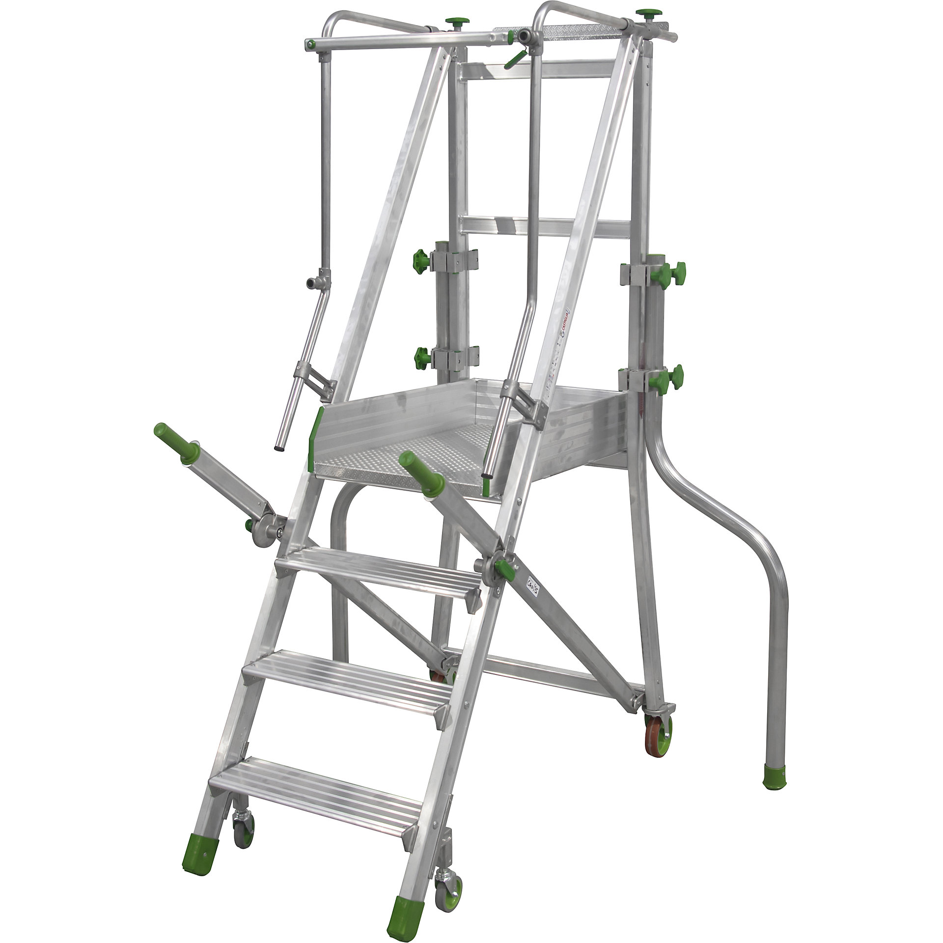 Mobile Alu-Podesttreppe: klappbar, mit gerieften Aluminiumstufen ...