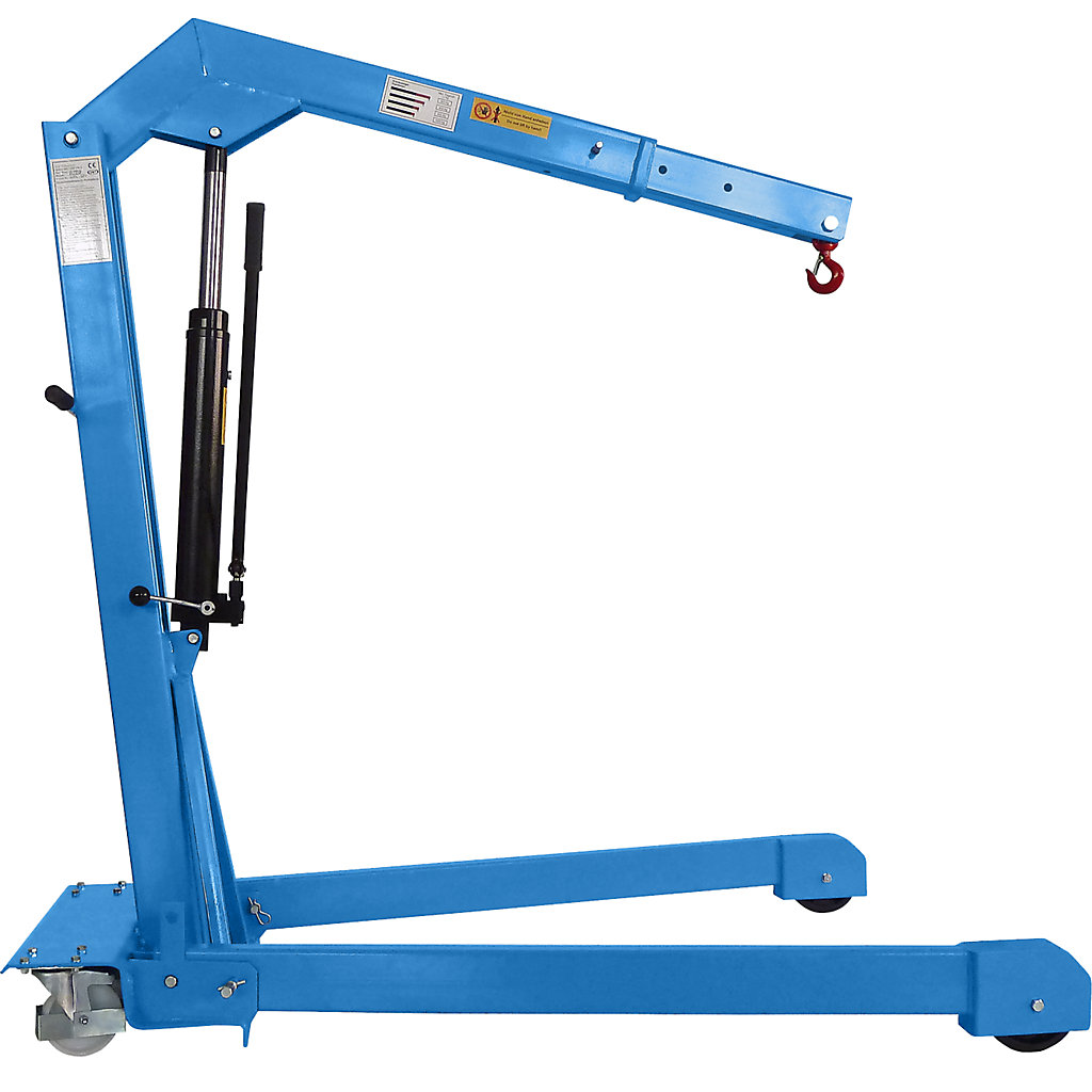 BLUE workshop crane: max. load 750 kg, angled chassis | kaiserkraft