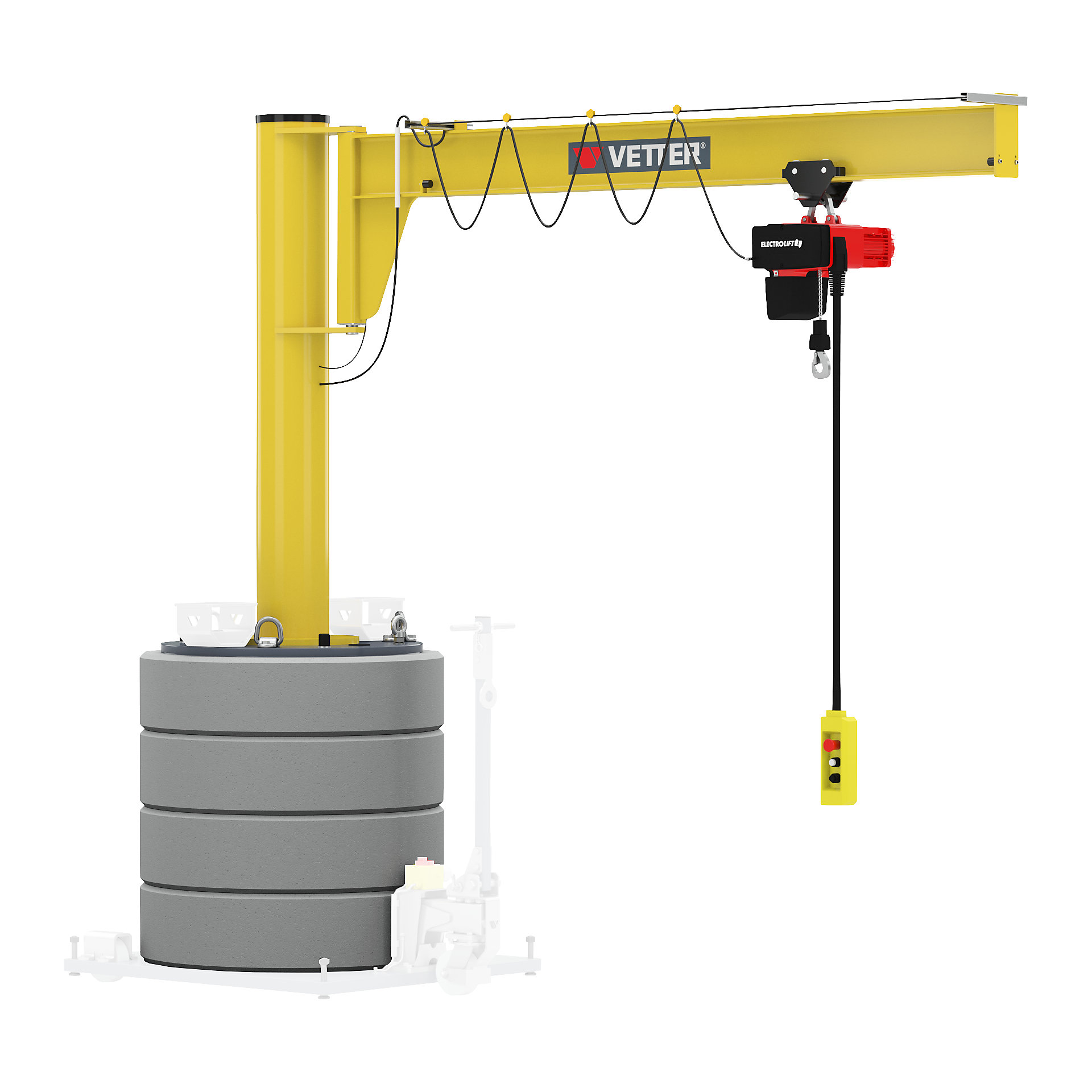 Mobile post mounted jib crane – Vetter: slewing range 270°, max. load ...