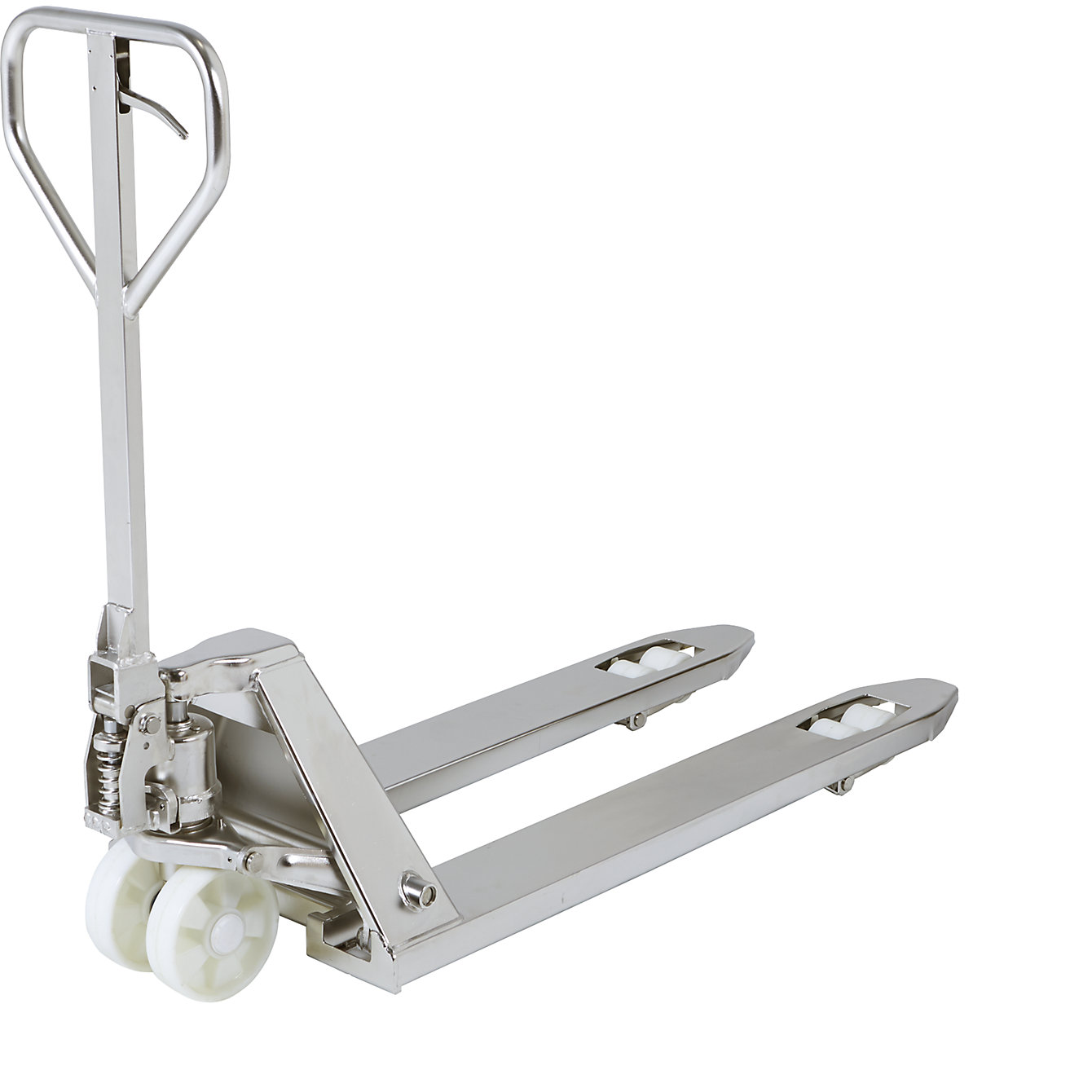 Stainless steel pallet truck: tandem fork roller | kaiserkraft