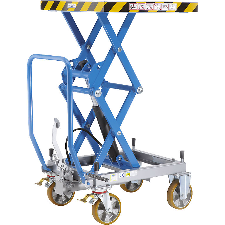 Double scissor lifting platform truck – eurokraft pro: max. load 1000 ...