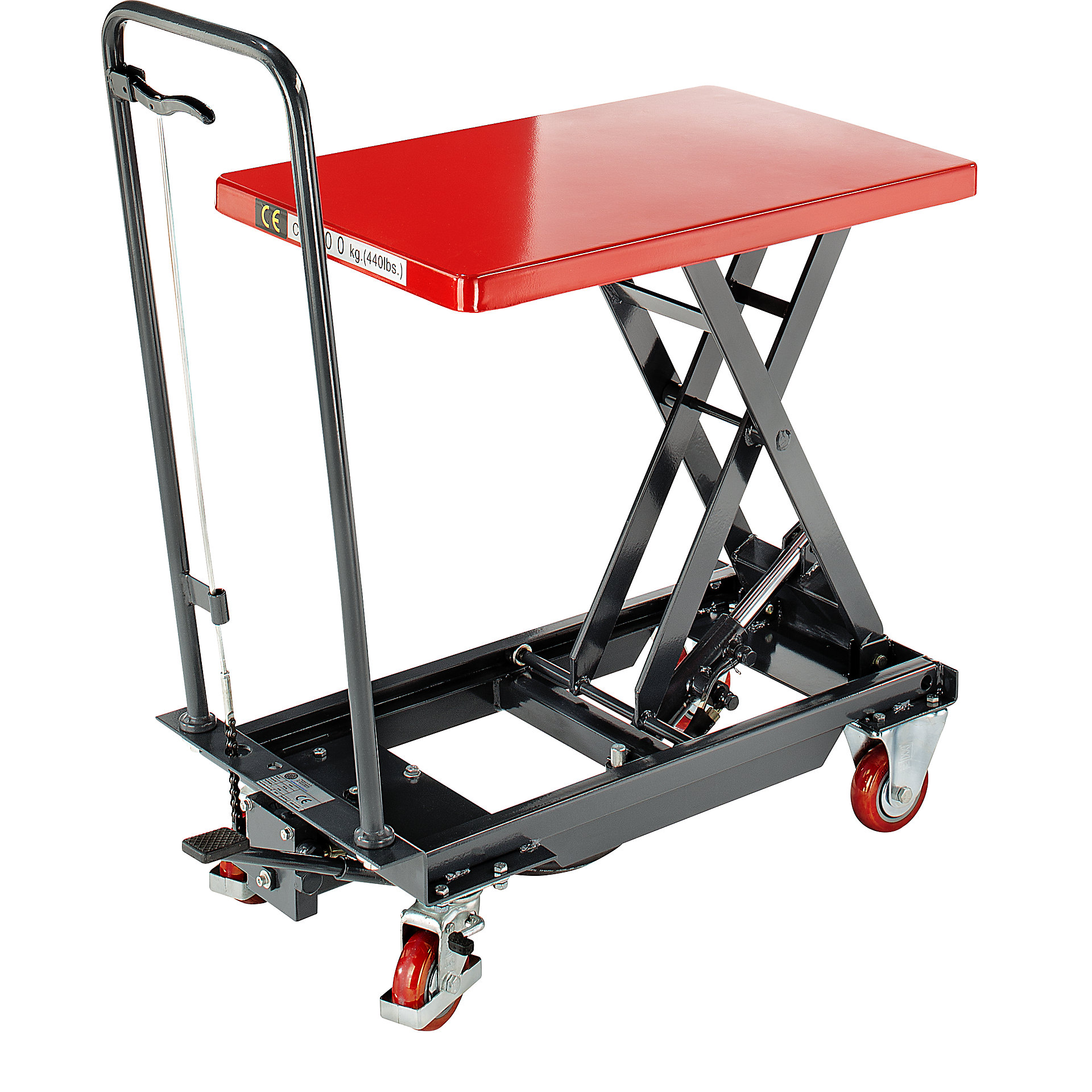Lifting platform trolley – eurokraft basic: lifting range 265 – 755 mm ...