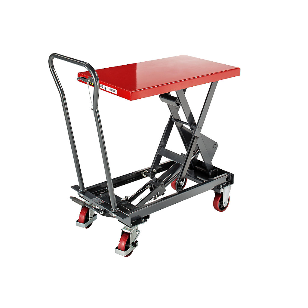 Lifting platform trolley – eurokraft basic: lifting range 390 – 910 mm ...