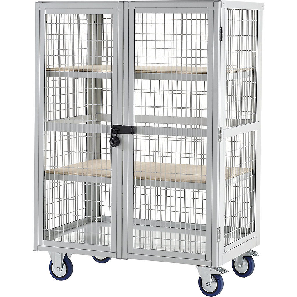 Mobile Mesh Cage Storage Trolley | 1955h x 1200w x 600d mm | Light Grey ...