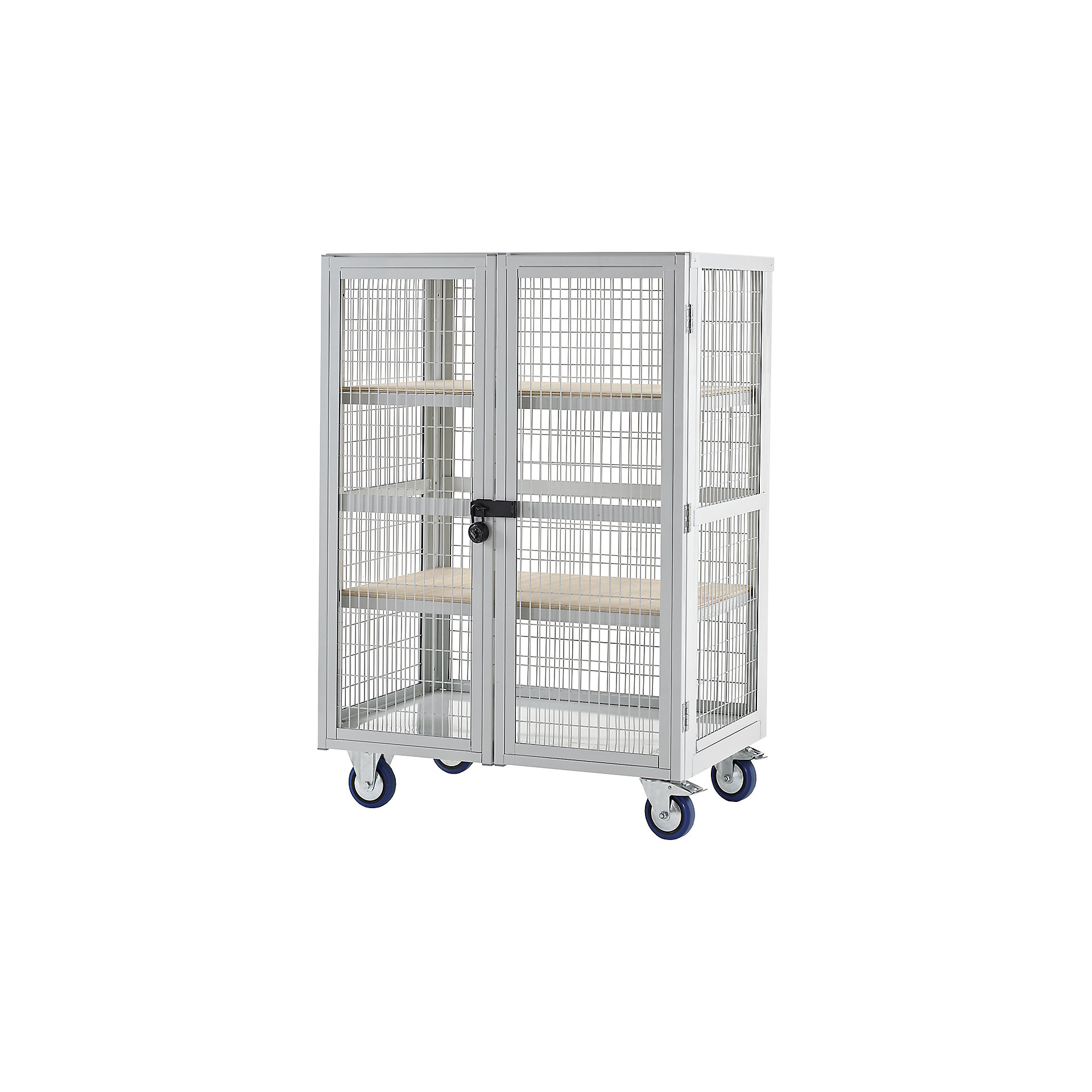 Mobile Mesh Cage Storage Trolley | 1355h x 1200w x 600d mm | Light Grey ...