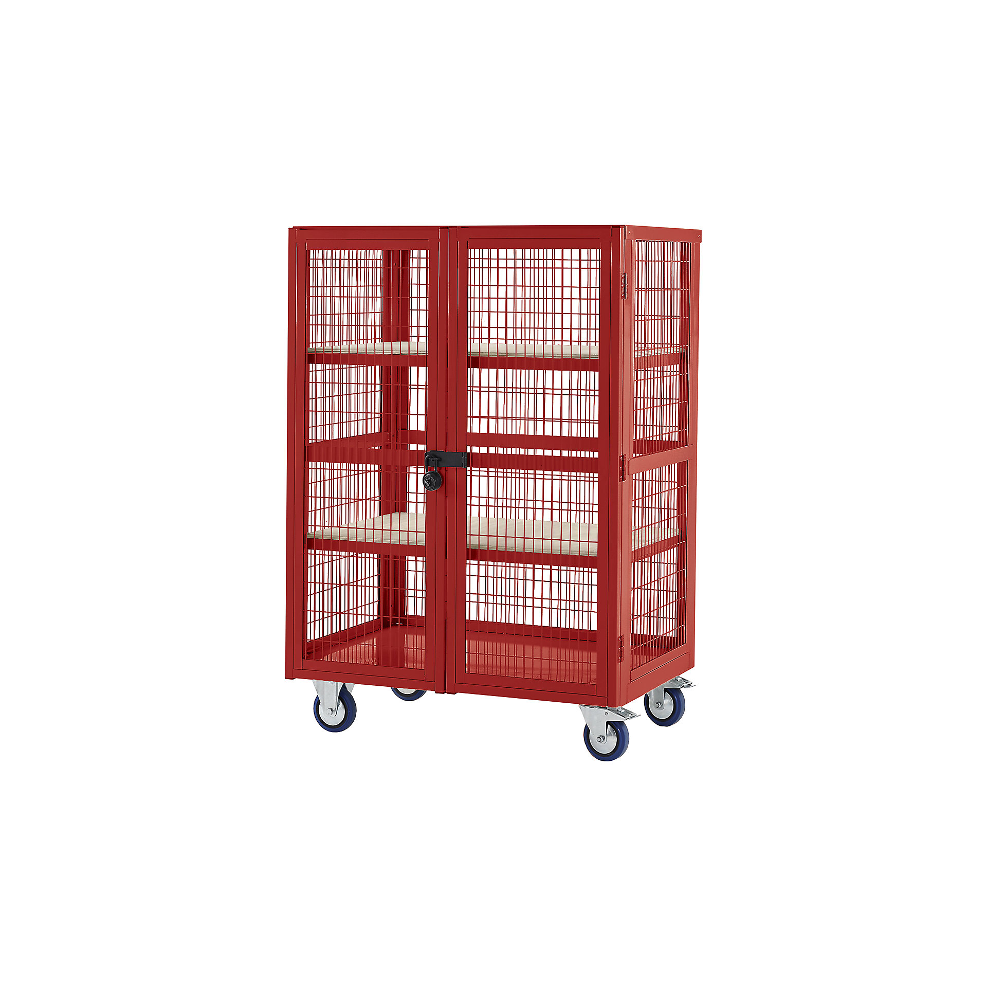 Mobile Mesh Cage Storage Trolley | 1955h x 1200w x 600d mm | Red | 2 ...