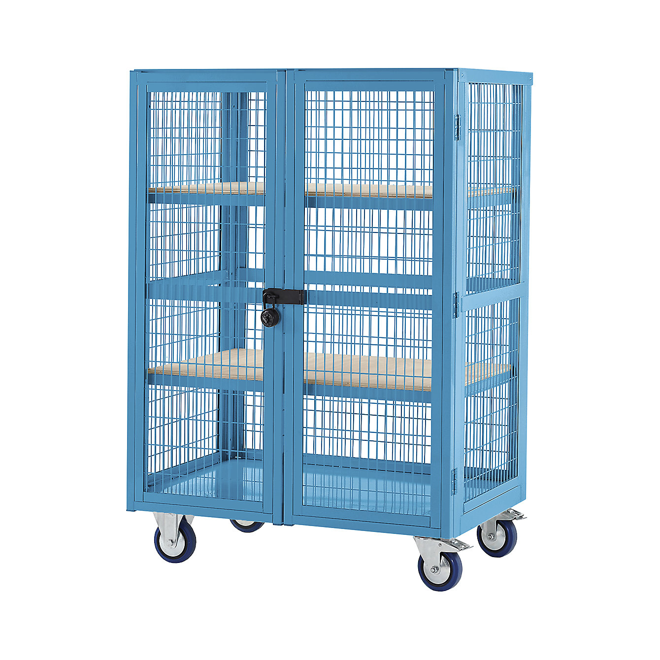 Mobile Mesh Cage Storage Trolley | 1955h x 1200w x 600d mm | Light Blue ...