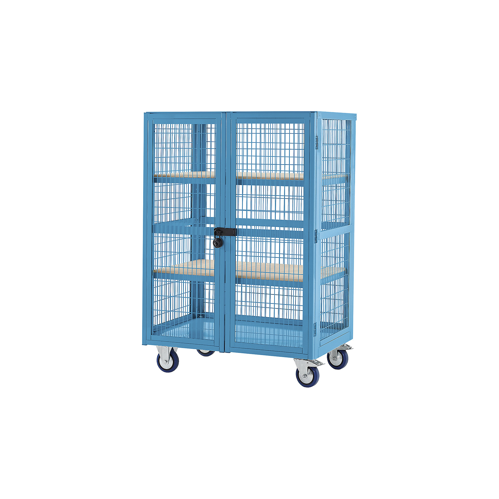Mobile Mesh Cage Storage Trolley | 1355h x 900w x 600d mm | Light Blue ...