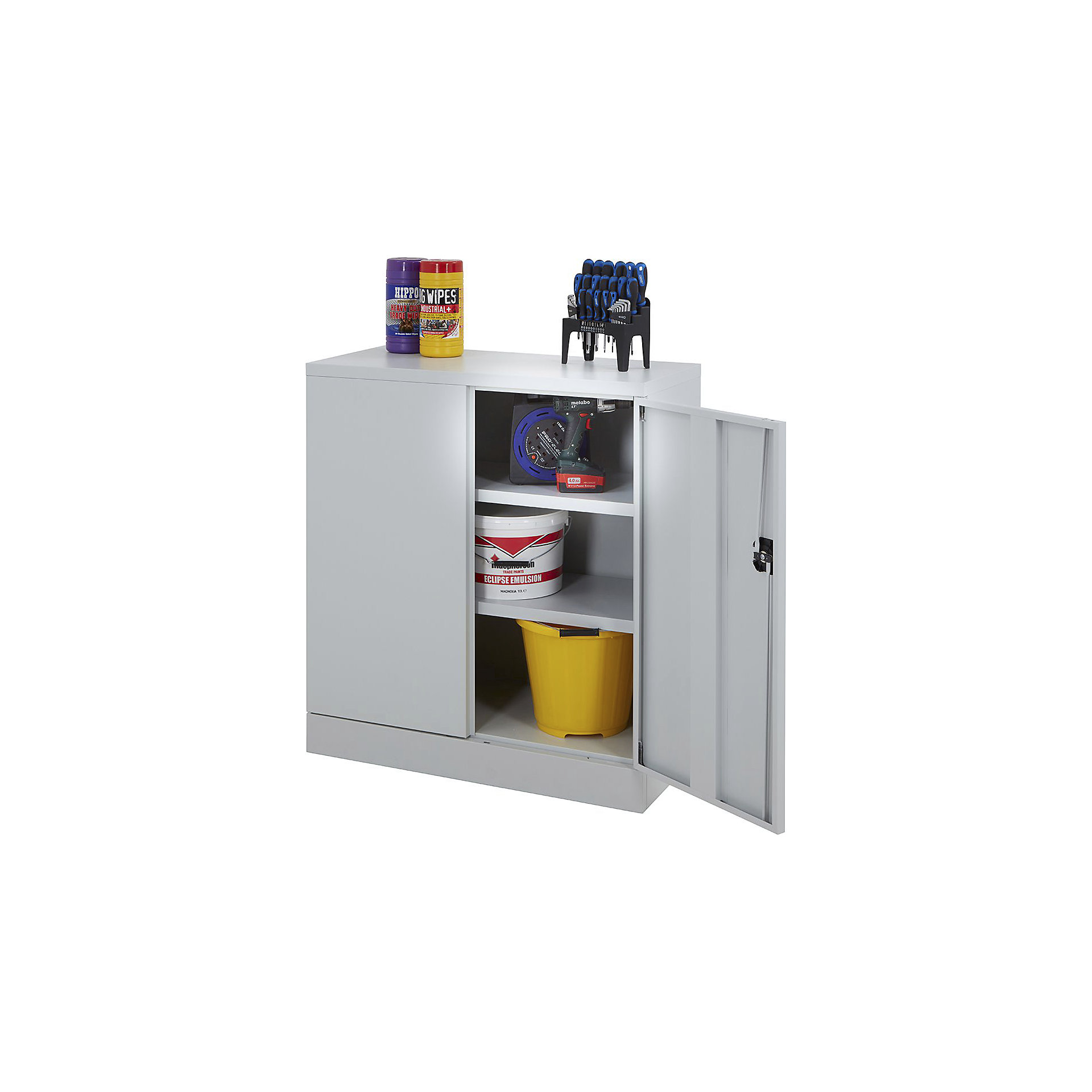 BiGDUG Essentials Steel Workplace Cupboard | Grey | 1000h x 915w x 421d ...