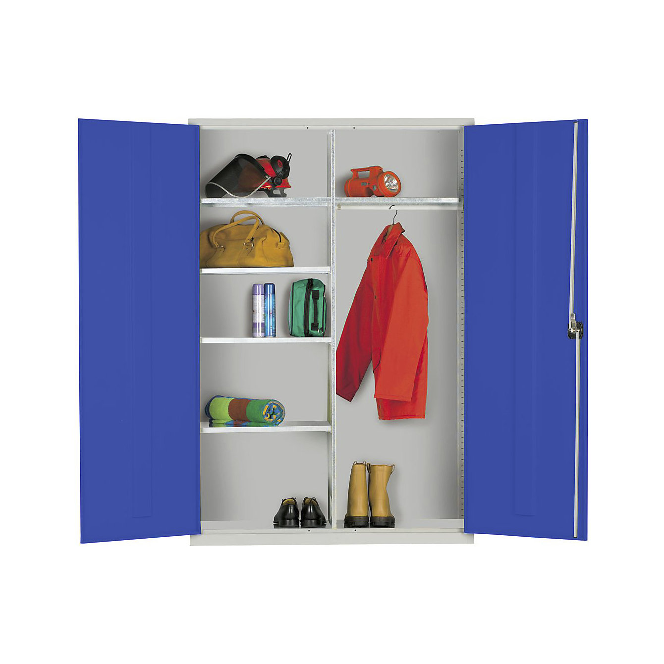 Elite Extra Wide Metal Cupboard | Clothing & Equipment | 5 Half Shelves ...