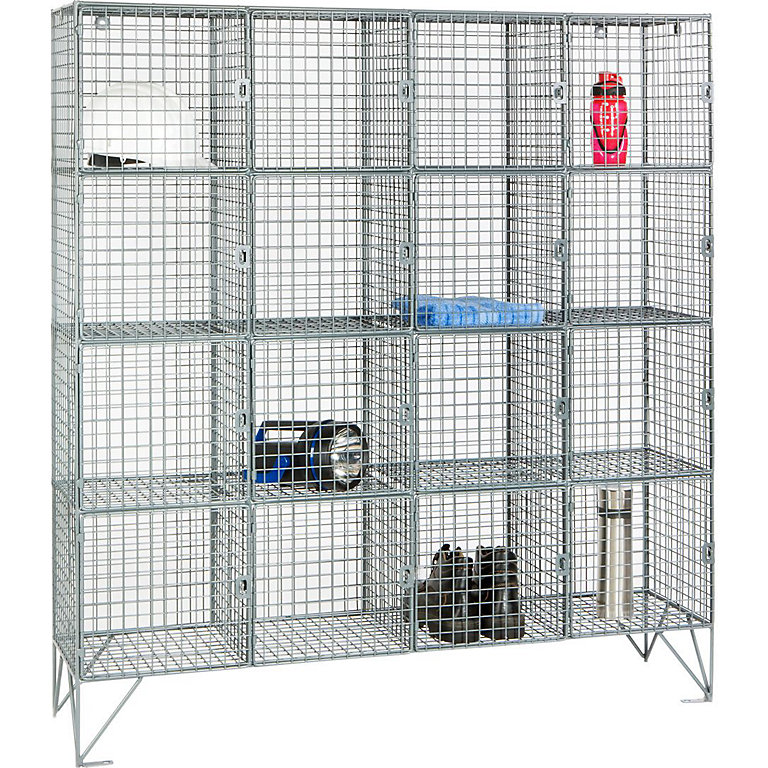 Zinc Wire Mesh Sixteen Compartment Lockers | BiGDUG