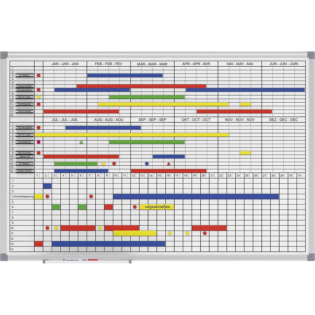 MAUL – Planning mensuel/annuel 2 x 6 mois, avec kit d'accessoires ...