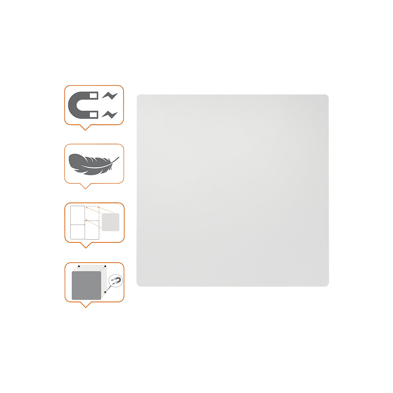 Tableau blanc, modulaire/sans cadre – nobo: acier laqué, blanc ...