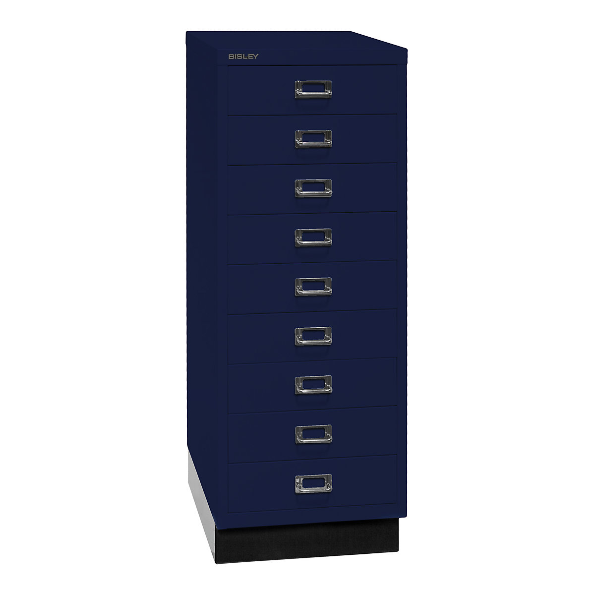 MultiDrawer™ seria 39 – BISLEY z cokołem, DIN A3, 9 szuflad niebieski oxford, czarny | kaiserkraft
