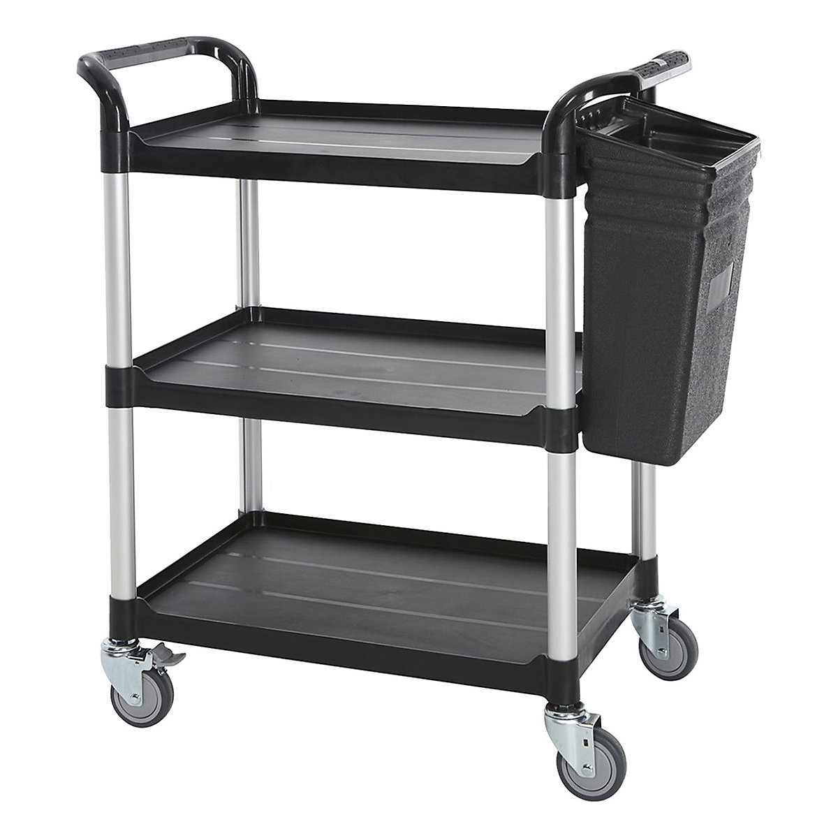 Office Plastic Tray Trolley With Waste Bin - 3 Shelf Trolley - 1040h x ...