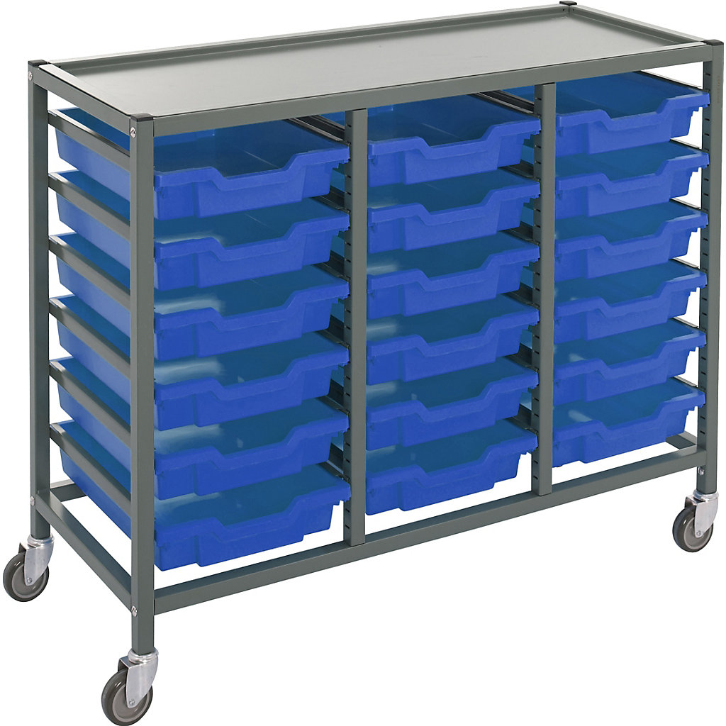 Gratnells Triple Column Trolleys With 18 Shallow Trays | Office ...