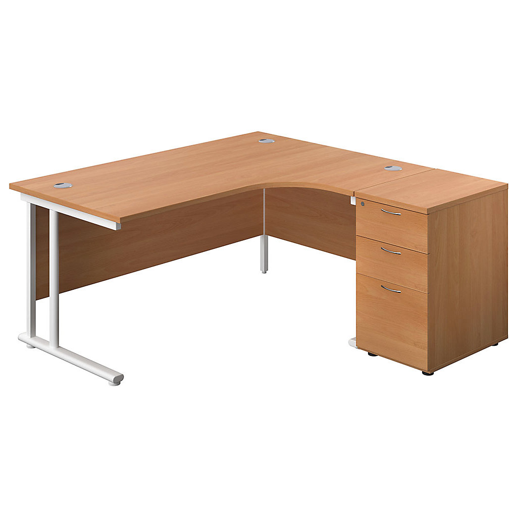 Commerce II Deluxe Ergonomic Office Desks With Desk High Pedestal ...