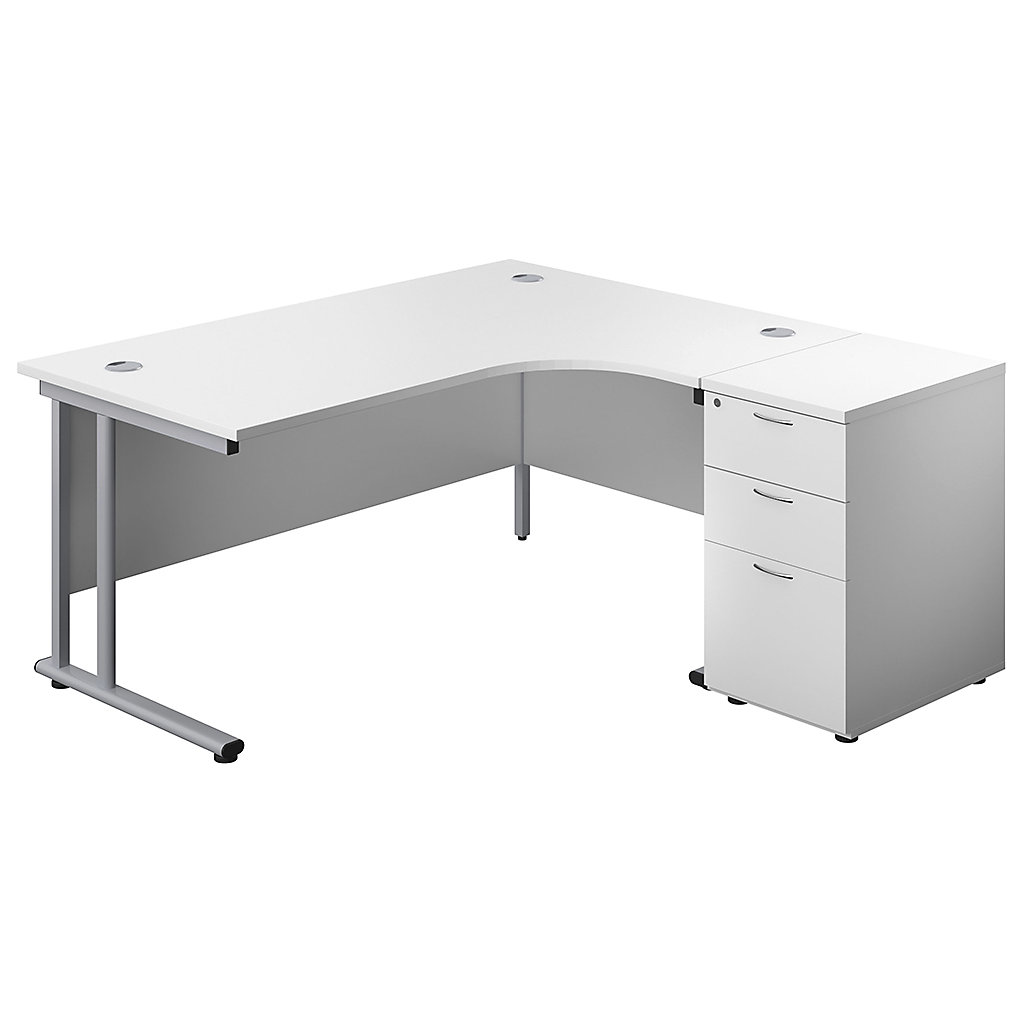 Commerce II Deluxe Ergonomic Office Desks With Desk High Pedestal ...