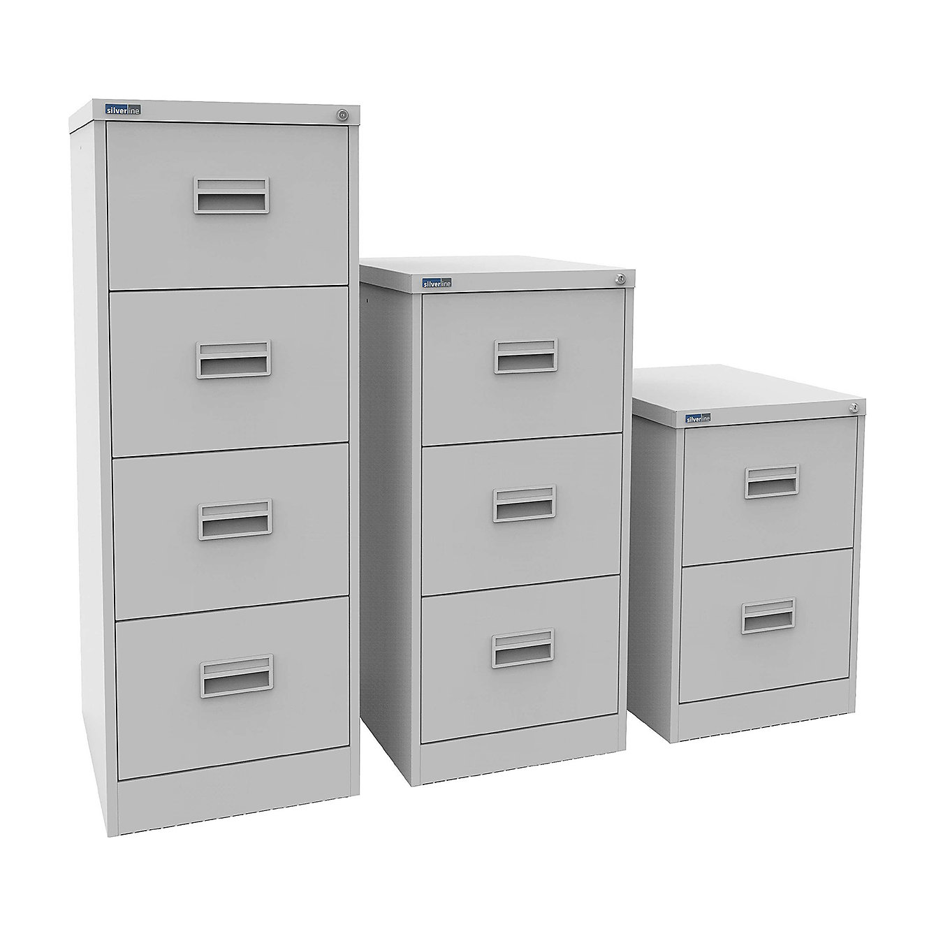Silverline Midi Filing Cabinets 1320h x 398w x 622d mm | Graphite Grey ...