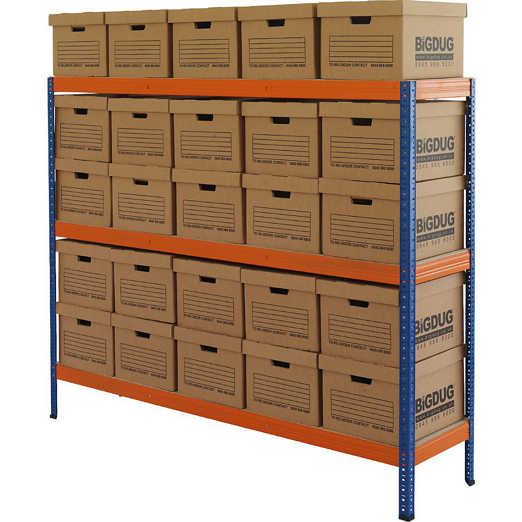 BiGDUG Essentials Industrial Shelving with Archive Document Boxes Kit ...