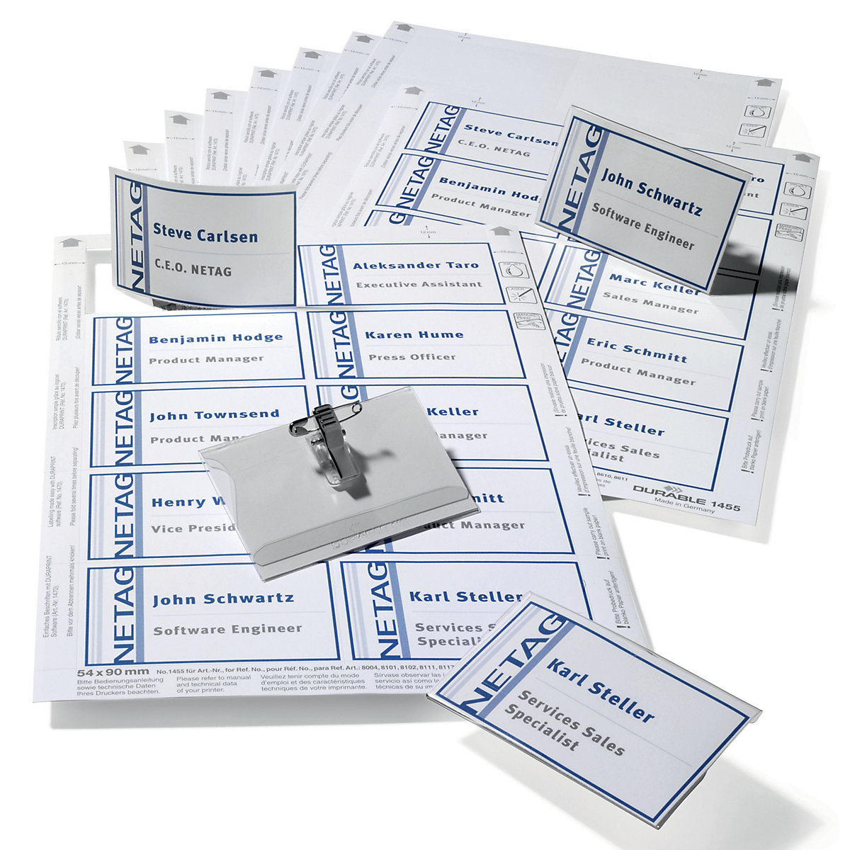 Name badge set – DURABLE: badges with combination clasp | kaiserkraft