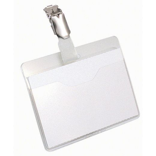 Name badges with clip fastener – DURABLE: HxW 60 x 90 mm, open pocket ...