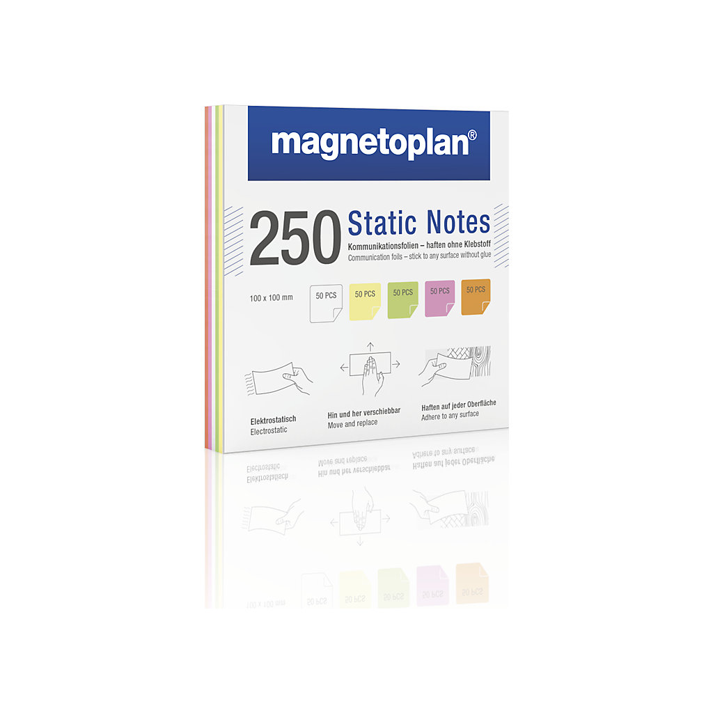 Static Notes stick-on notes – magnetoplan: pack of 250, assorted ...