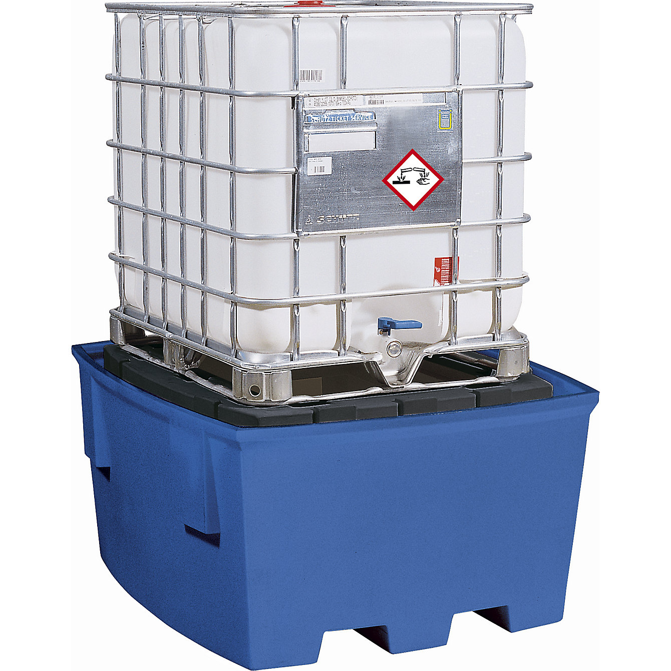 PE-opvangbak voor tankcontainers IBC/KTC – asecos: met opslagbok ...