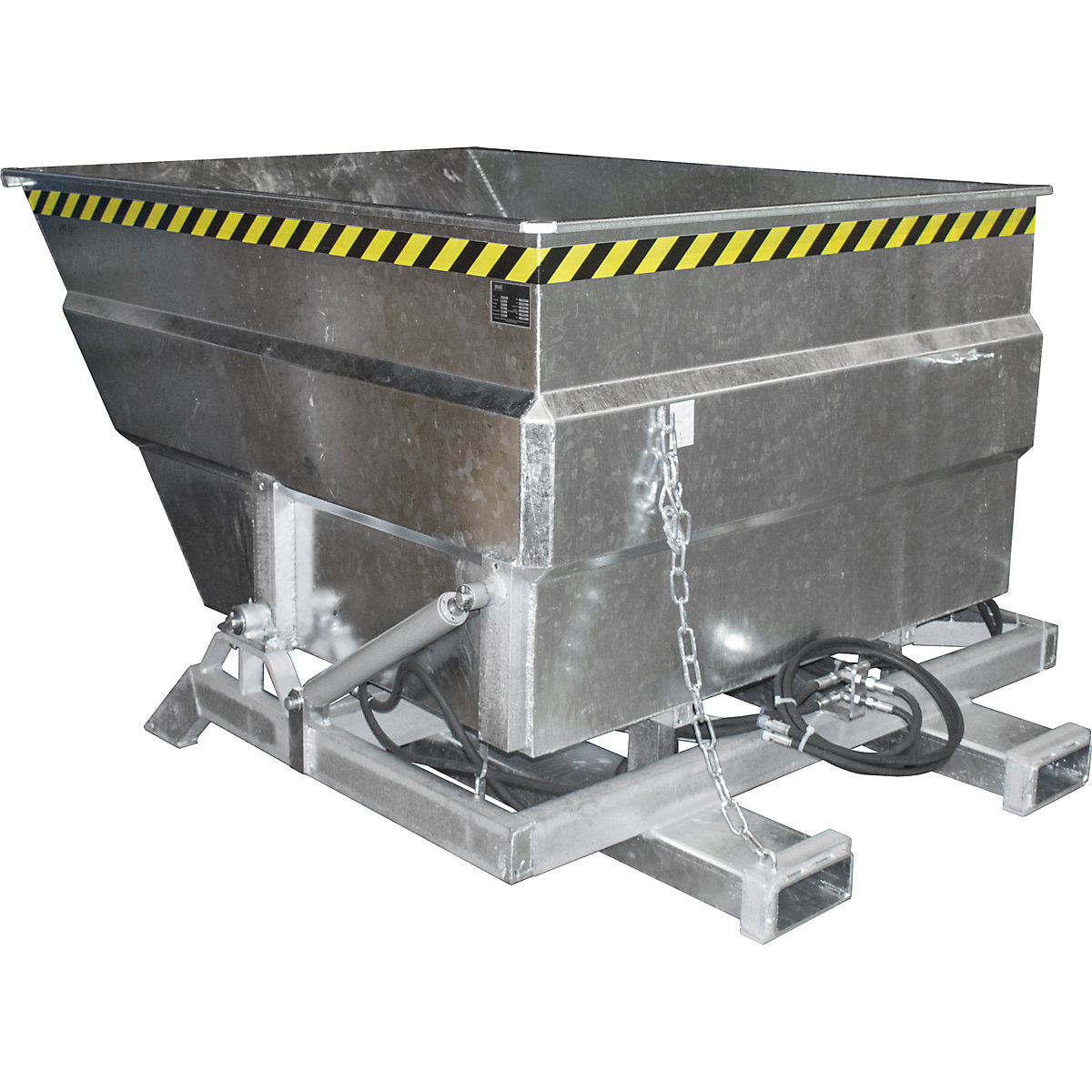 XXL-kiepbak met hulpmiddel om rechtop te zetten – eurokraft pro: inhoud 2 m³ met hydraulisch ...