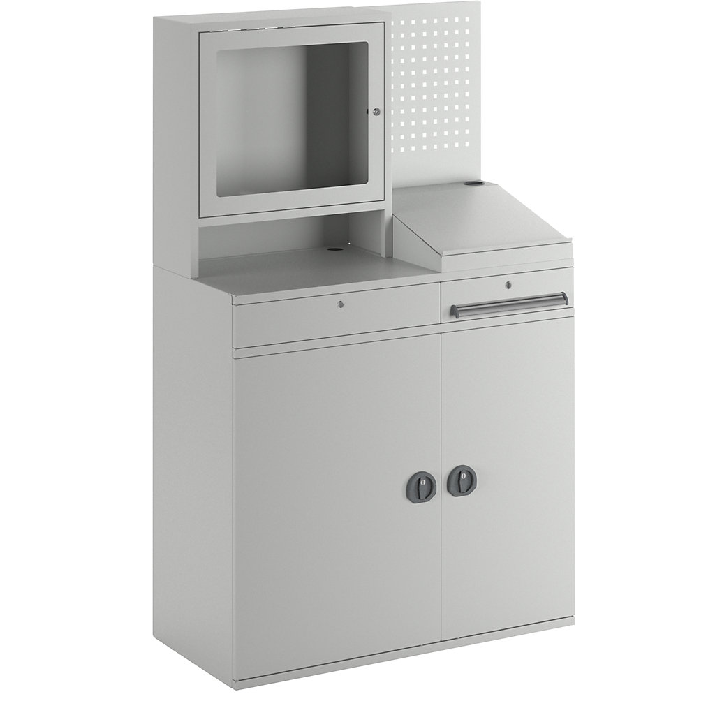 Computer-werkstation, staalplaat – eurokraft pro: h x b = 1770 x 1100 ...