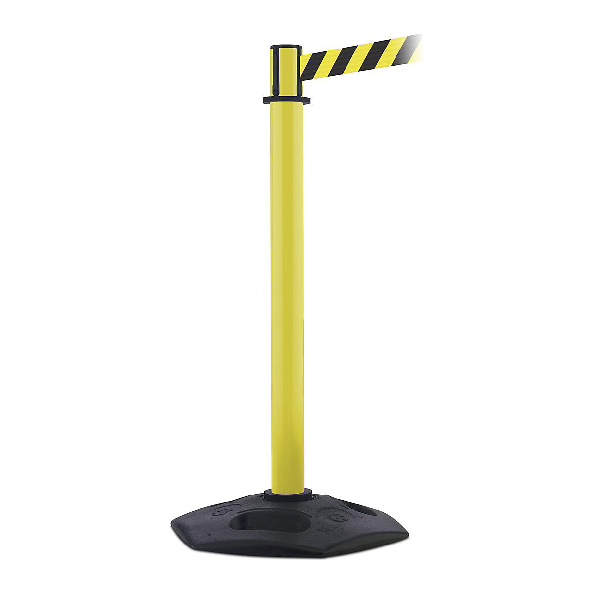 Heavy Duty Retractable Belt Barrier | Yellow Plastic Post with Rubber ...