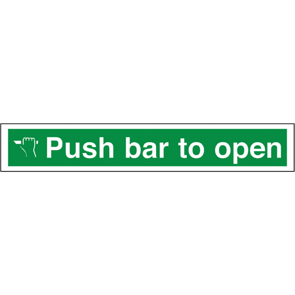 Narrow Push Bar To Open Safety Sign | Facilties Management | BiGDUG