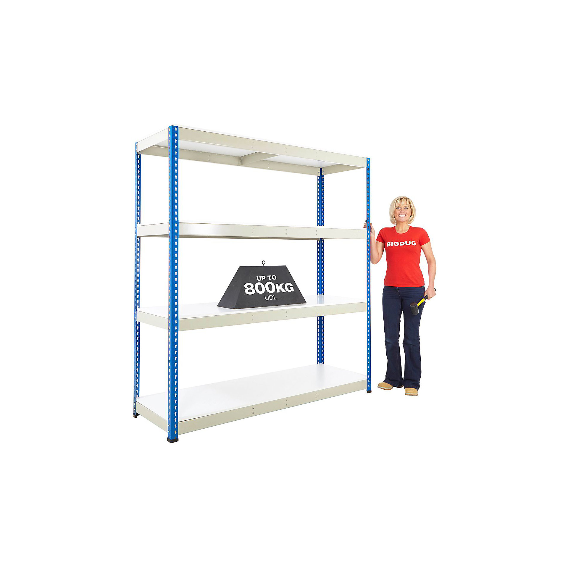 BiG800 Melamine Racking 1980h x 1525w x 610d mm 4 Levels 800kg UDL Blue ...