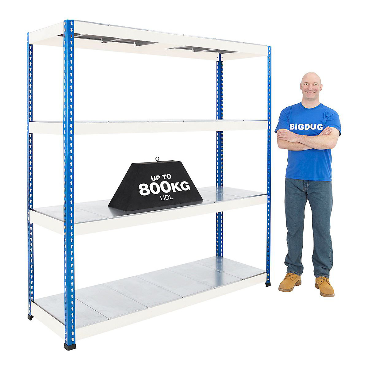 BiG800 Steel Racking 1980h x 1525w x 610d mm 4 Levels 800kg UDL Blue ...