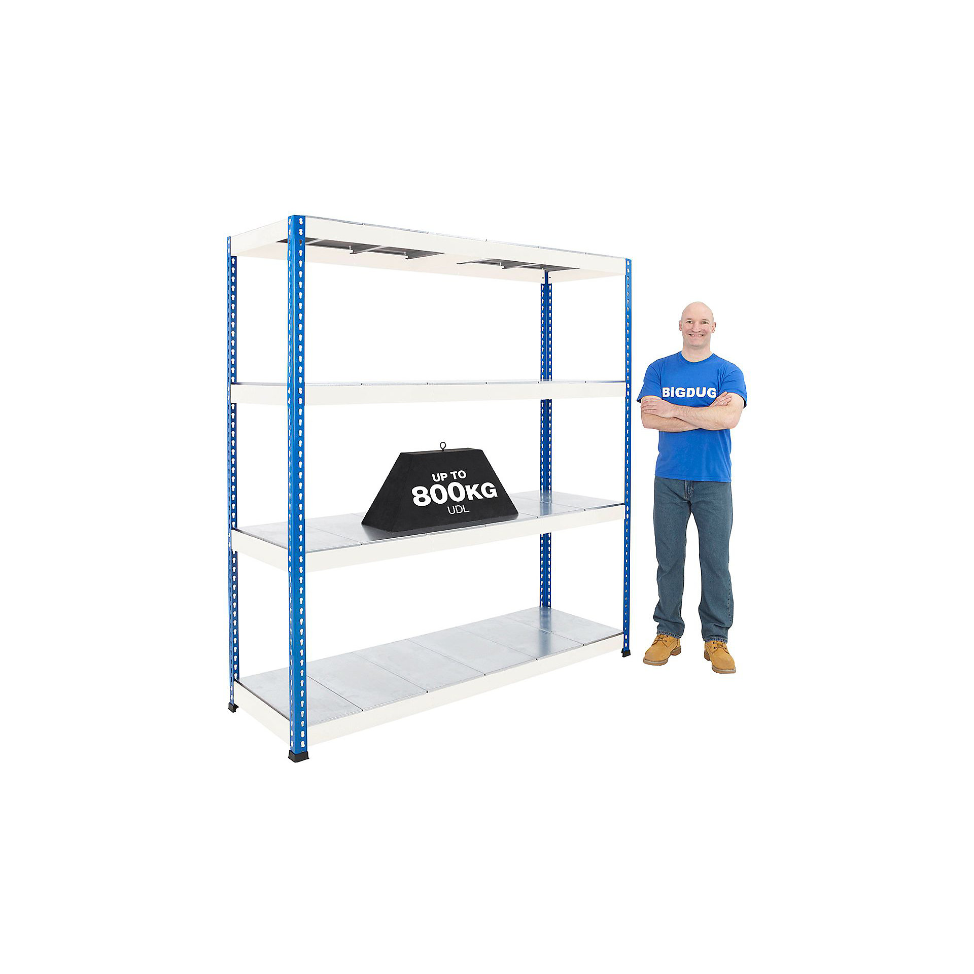 BiG800 Steel Racking 1980h x 1525w x 610d mm 4 Levels 800kg UDL Blue ...