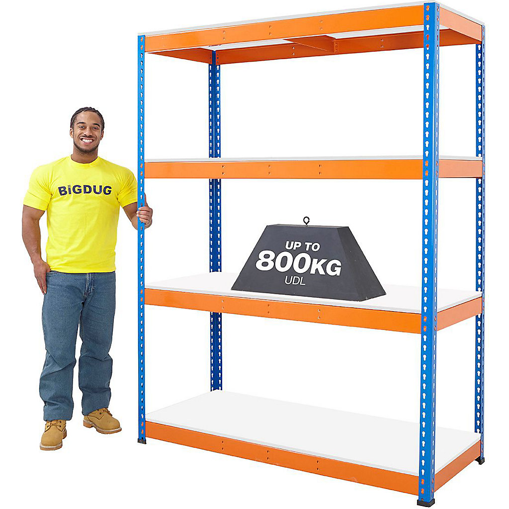 BiG800 Melamine Racking 1980h x 1830w x 455d mm 4 Levels 610kg UDL Blue ...