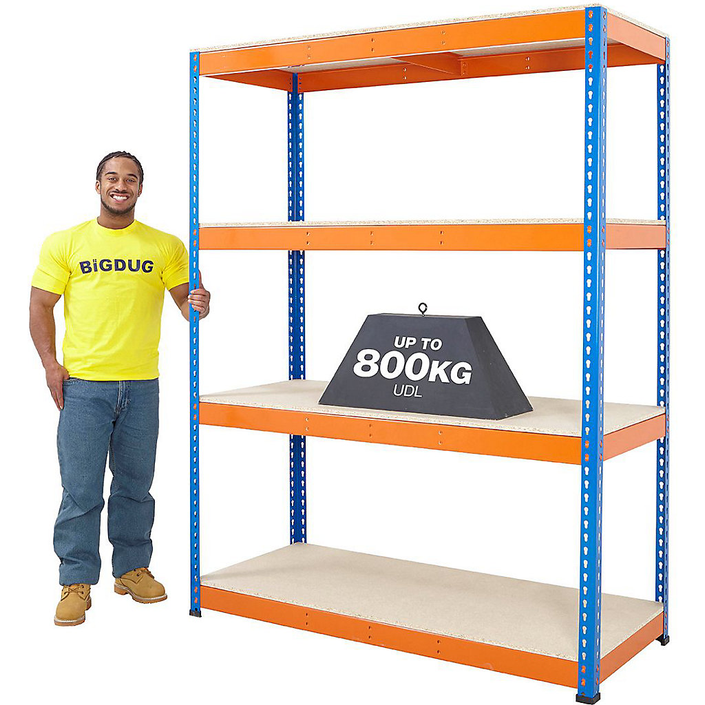 BiG800 Racking 1980h x 1525w x 760d mm 4 Levels 800kg UDL Blue & Orange ...