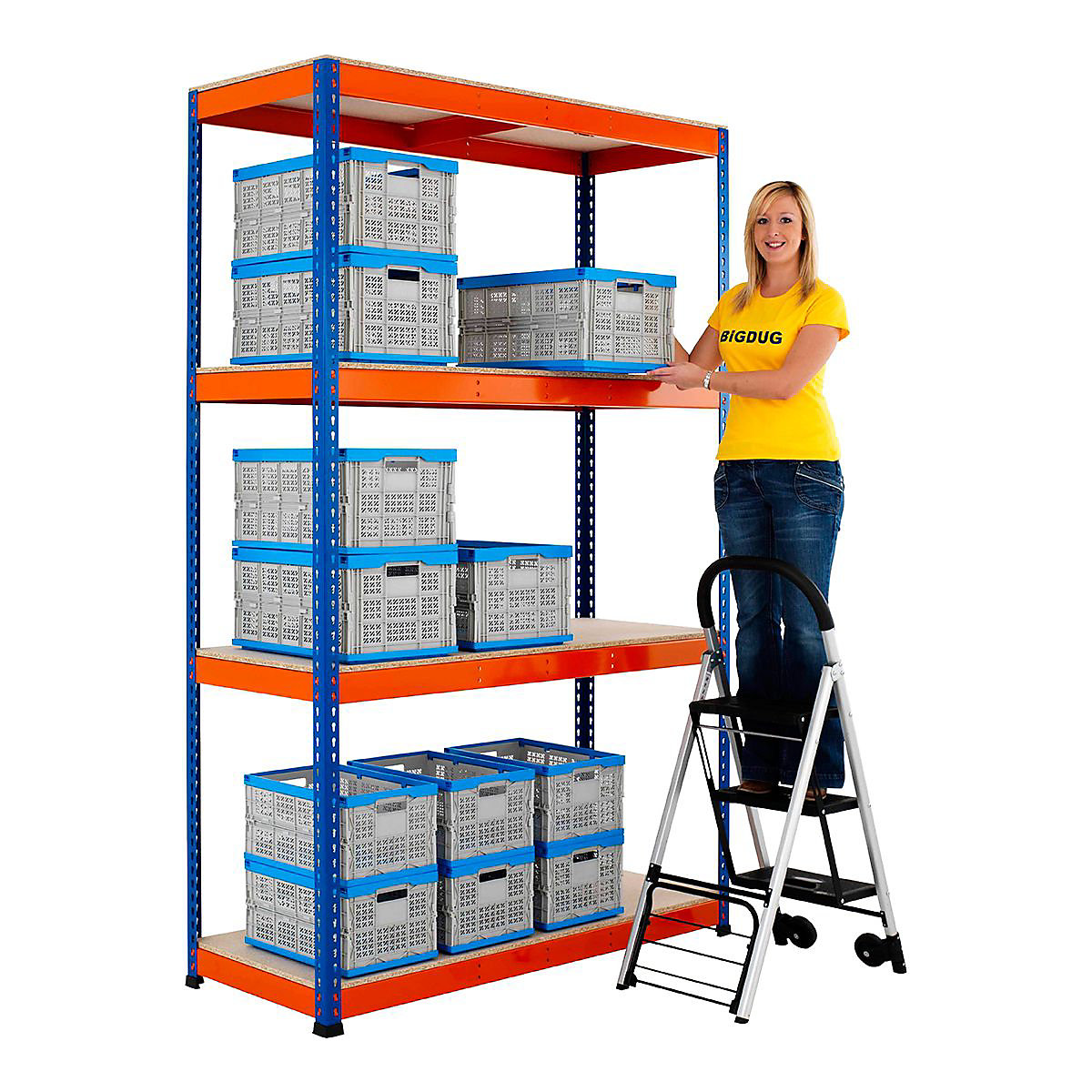 BiG800 Racking 2440h x 1830w x 455d mm 4 Levels 610kg UDL Blue & Grey ...