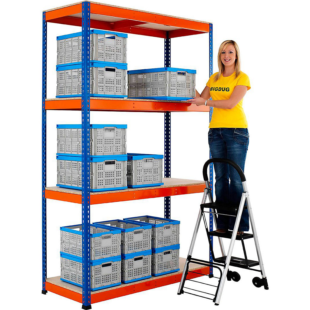 BiG800 Racking 2440h x 2440w x 610d mm 4 Levels 500kg UDL Blue & Orange ...