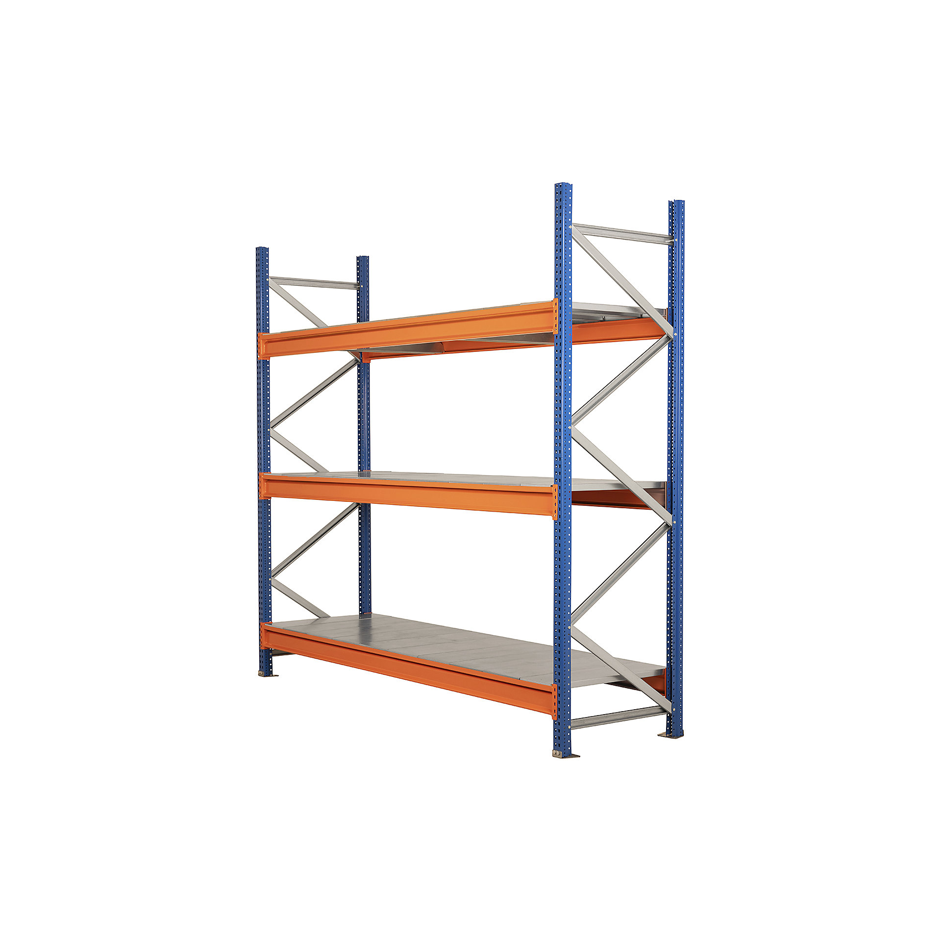 BiGDUG Longspan Shelving Starter Unit, 3x 18mm Galvanised Panel Shelves ...