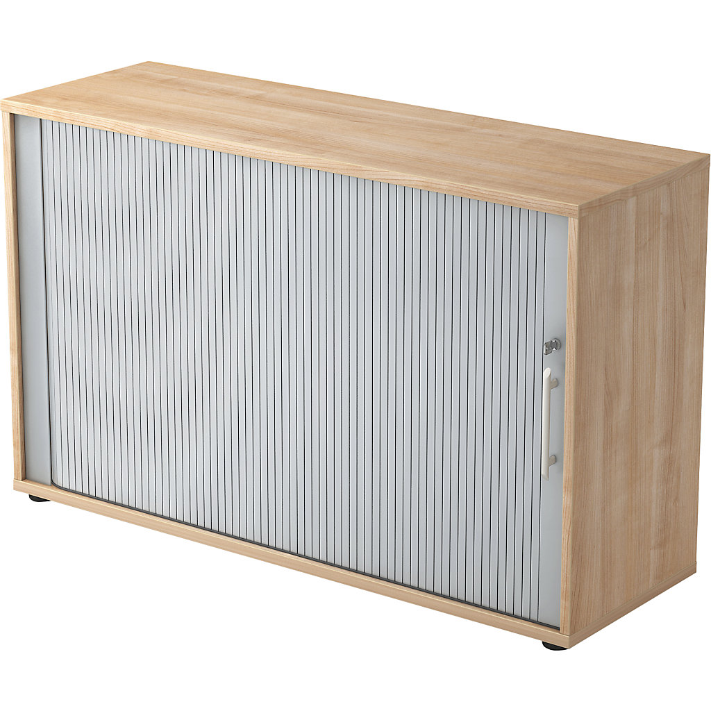 Armoire à rideau vertical: 2 tablettes de chaque côté, 1 cloison ...