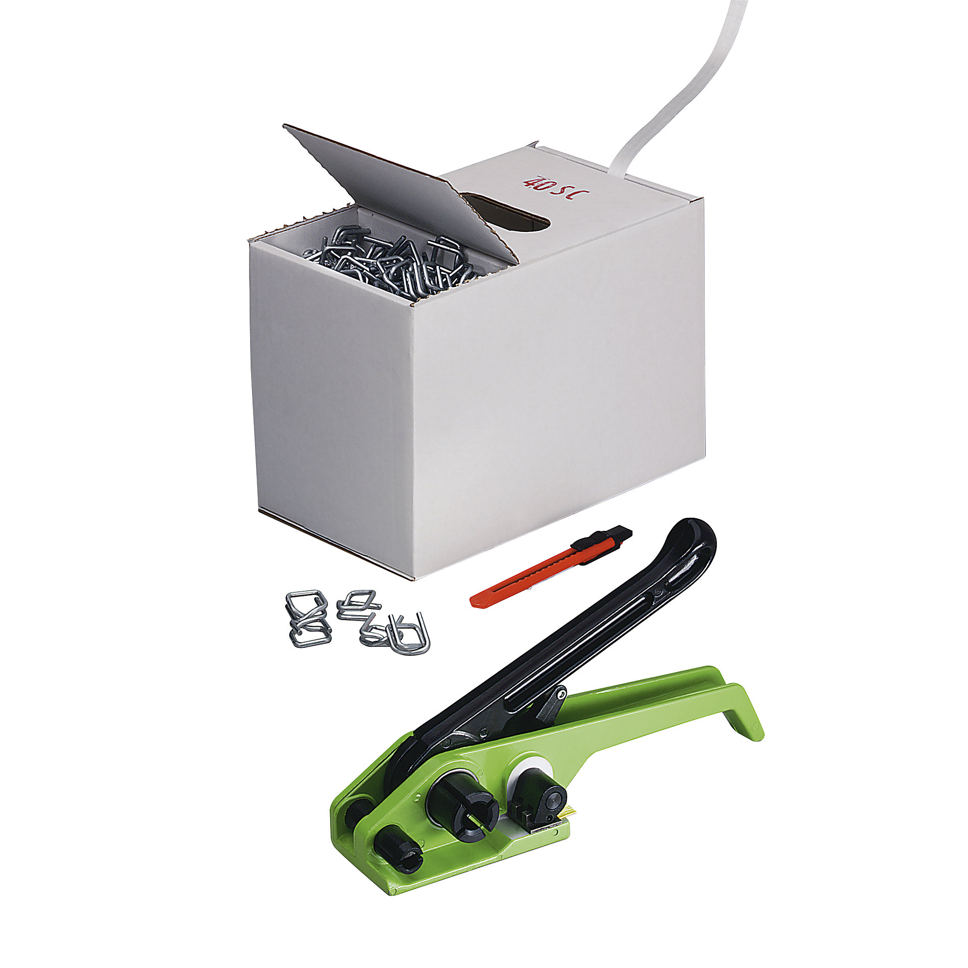 Strapping set, bonded reinforced PET strapping – ratioform: tensioning ...