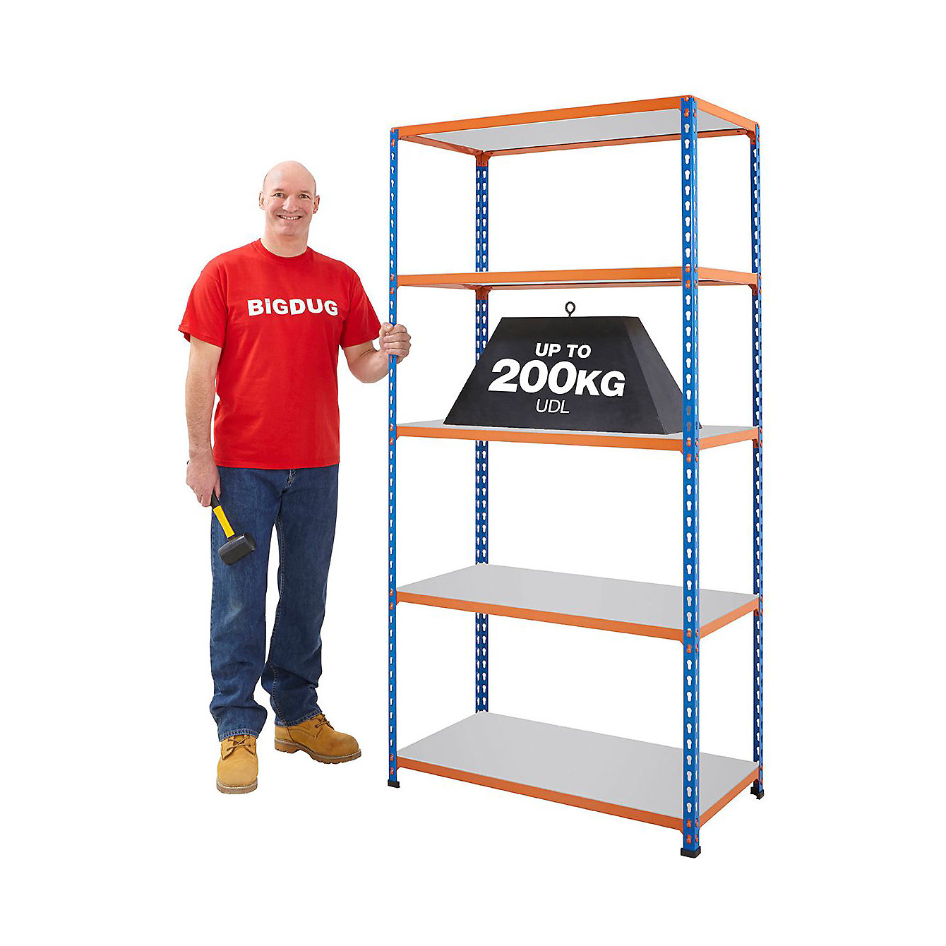 BiG200 5 Level Steel Shelving 1830h x 1220w x 455d mm Blue & Orange ...